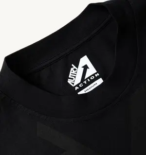 AUTRY Cropped Cotton Jersey T-shirt With Logo - Black