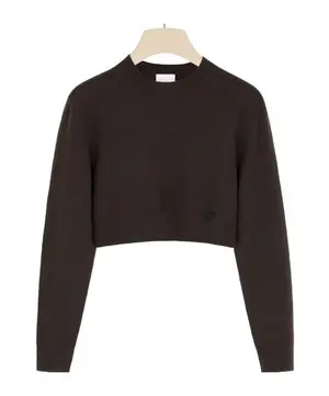 PATOU Cropped Knit Sweater - Chocolate