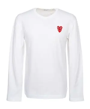 Comme Des Garçons Heart-patch Long Sleeved T-shirt - White