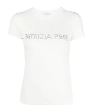 Patrizia Pepe Rhinestone-logo T-shirt - White