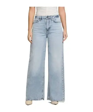 Guess Logo-appliqué Wide-leg Jeans - Blue