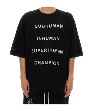 Rick Owens Text Printed Crewneck T-shirt - Black