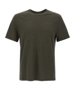 KANGRA Flamed Cotton Crew Neck T-shirt - Brown