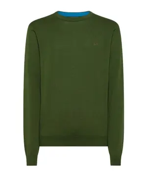 SUN 68 Elbow Patch Crew Knitted Sweater - Green
