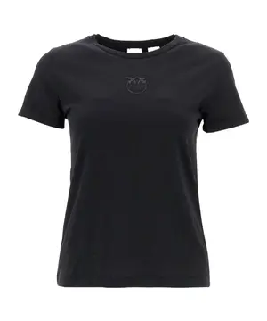 Pinko Logo-embroidered Crewneck T-shirt - Black