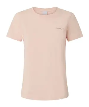 Pinko Logo Embroidered Crewneck T-shirt - Nude