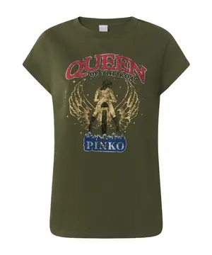 Pinko Queen Of The Road" Biker Print T-shirt - Green