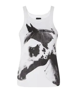 Pinko X Patrick Mcdowell Horse Print Ribbed Vest - White