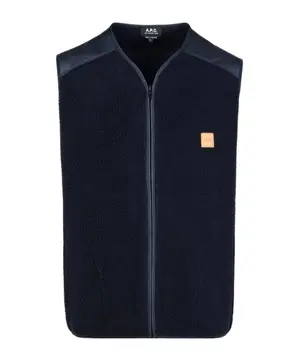 A.p.c. Logo Patch Zip-up Vest - Navy Blue