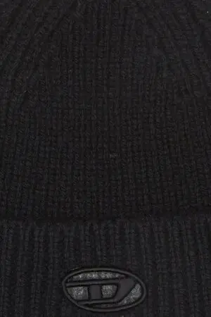 DIESEL® Ribbed Knit Beanie With Oval 'd' Embroidery
