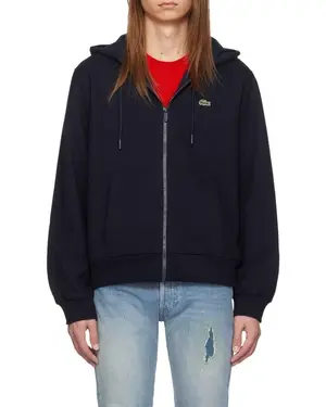 Lacoste Logo Patch Zip-up Drawstring Hoodie