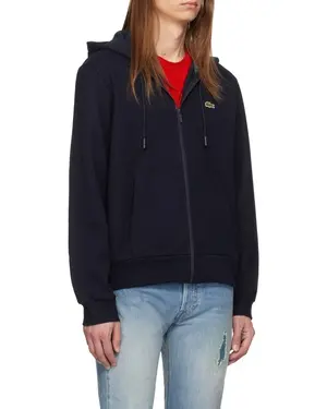 Lacoste Logo Patch Zip-up Drawstring Hoodie