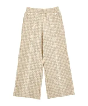 Monnalisa Knitted Palazzo Trousers - White/cream/camel