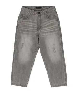 Emporio Armani Distressed Tapered Jeans - Medium Gray