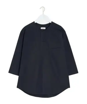 LEMAIRE Henley Button Shirt - Caviar