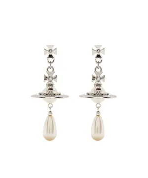 VIVIENNE WESTWOOD Silver Tone Drop Earrings With Pearl Charms
