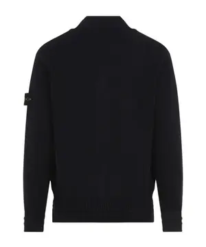 Stone Island V-neck Cardigan With Logo Patch