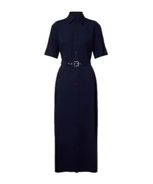 Ralph Lauren Belted Wool Midi Dress - Black