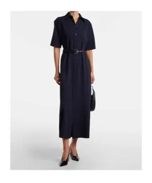 Ralph Lauren Belted Wool Midi Dress