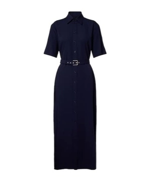 Ralph Lauren Belted Wool Midi Shirt Dress