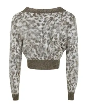 D.exterior Animal Print Cropped Cardigan
