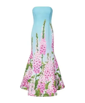 Oscar De La Renta Floral Printed Bustier Gown - Multicolor