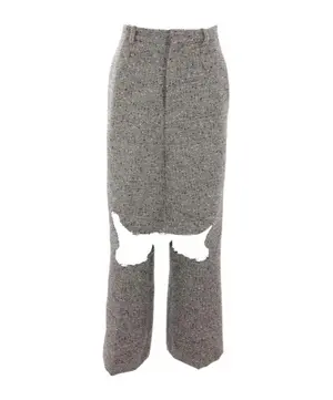 NICCOLO PASQUALETTI Light Grey Wool Blend Tweed Skirt Trousers - Light Gray