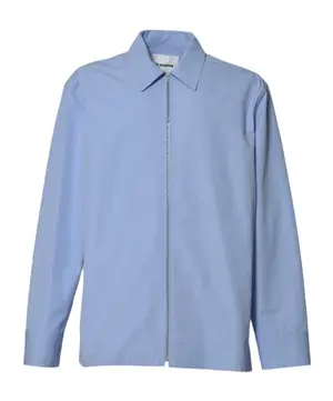 JIL SANDER Long-sleeved Zipped Shirt - Blue