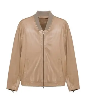 SALVATORE SANTORO Long-sleeved Leather Jacket - Nude