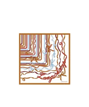 Longchamp Bow Print Silk Scarf - Amber