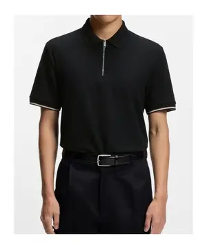 Hugo Boss Zipped Ribbed Polo Shirt