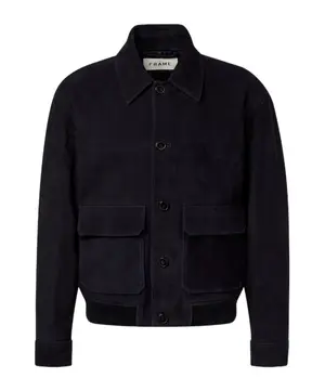 FRAME Suede Blouson Jacket - Blue