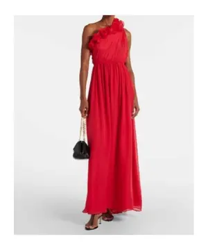 LEO Jenni Draped Floral-appliqué Silk Gown