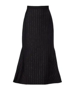 Erdem Pinstripe Wool Midi Skirt - Black