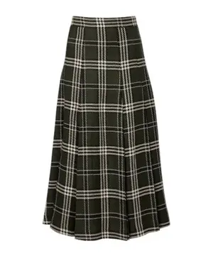 EMILIA WICKSTEAD Kensie Checked Wool-blend Midi Skirt - Black
