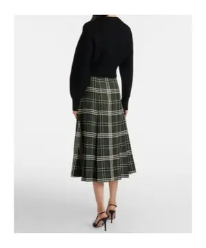 EMILIA WICKSTEAD Kensie Checked Wool-blend Midi Skirt