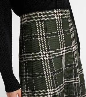 EMILIA WICKSTEAD Kensie Checked Wool-blend Midi Skirt