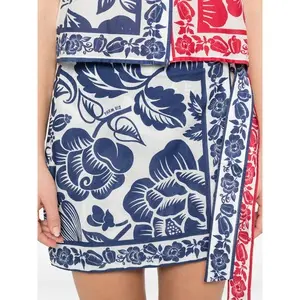 Farm Rio Floral Print Tie Skirt
