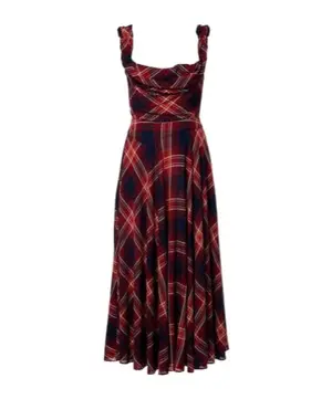 VIVIENNE WESTWOOD Chichi Draped Plaid Midi Dress - Black