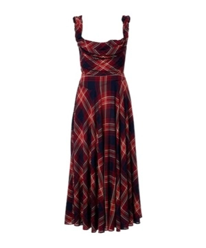 VIVIENNE WESTWOOD Plaid Draped Midi Dress