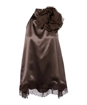 Magda Butrym Lace-trimmed Silk Satin Top - Black