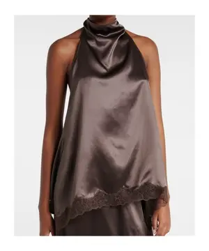 Magda Butrym Lace-trimmed Silk Satin Top