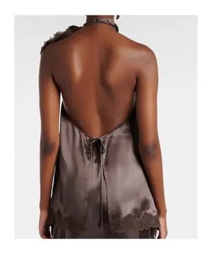 Magda Butrym Lace-trimmed Silk Satin Top