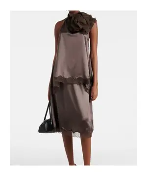 Magda Butrym Lace-trimmed Silk Satin Top