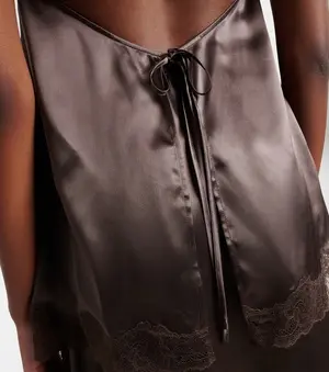 Magda Butrym Lace-trimmed Silk Satin Top