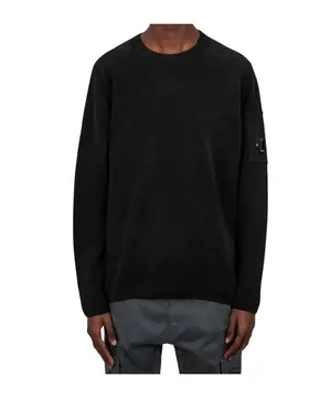 C.P. COMPANY Logo Crew Neck Knit Sweater - Black