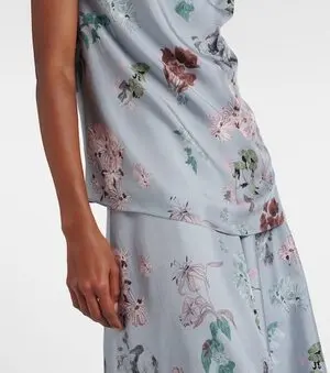 Altuzarra Sleary Floral Draped Silk Top