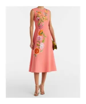 Carolina Herrera Embroidered Floral Midi Dress