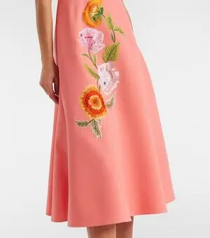 Carolina Herrera Embroidered Floral Midi Dress