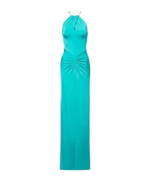 Carolina Herrera Halterneck Ruched Jersey Gown - Blue